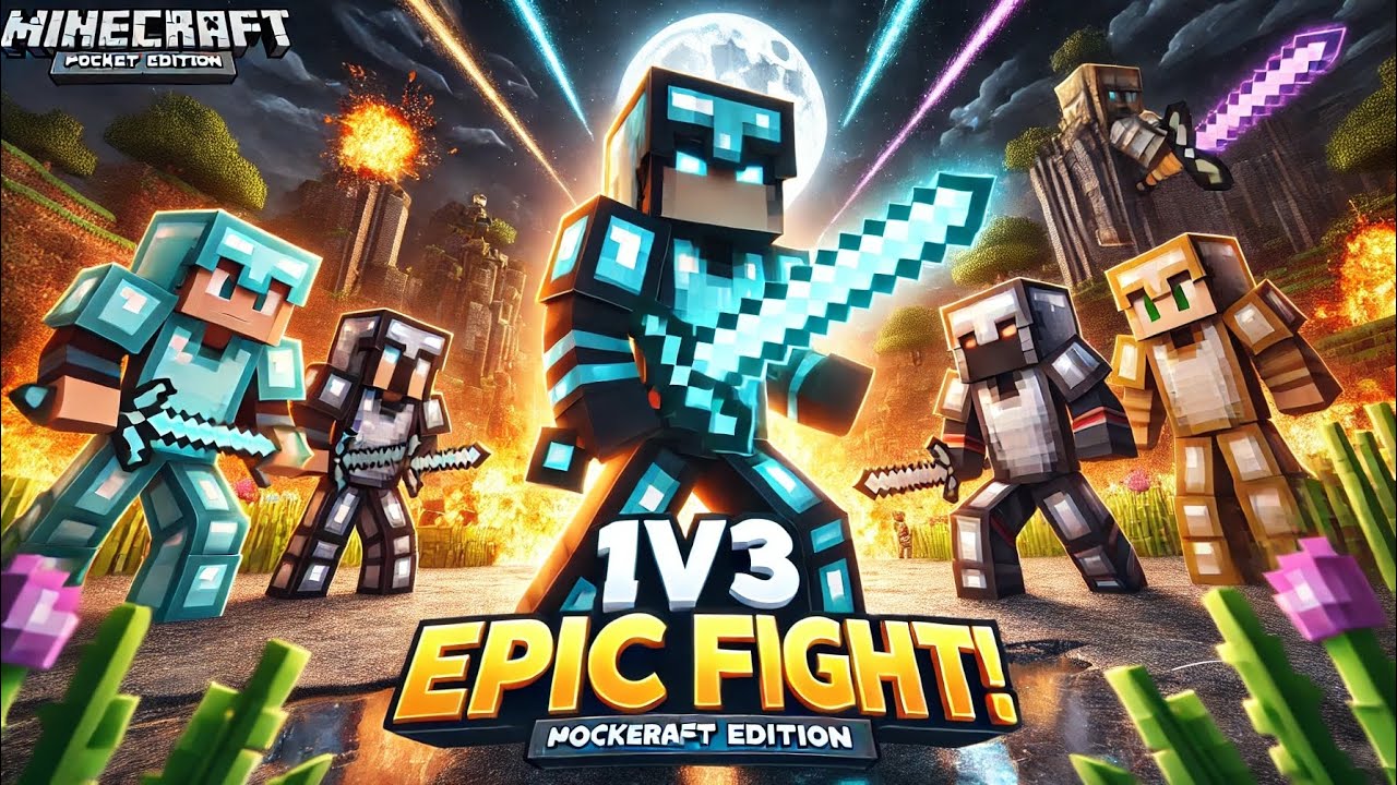 Minecraft 1v3 EPIC PvP Fight in Minecraft Pocket Edition! - YouTube