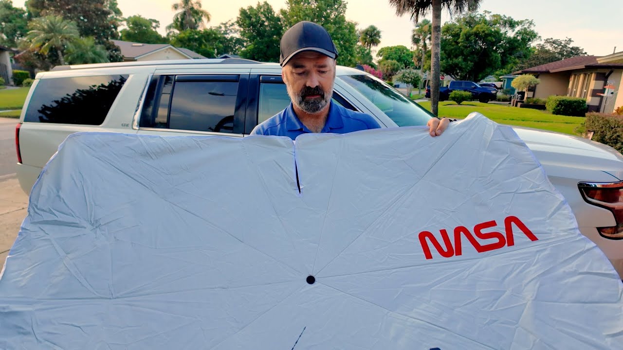 NASA Authorized Windshield Sun Shade Umbrella - YouTube