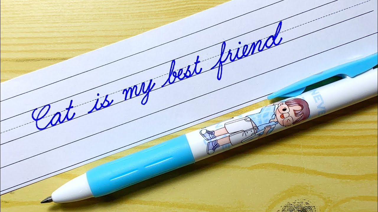 How to write “Cat is my best friend” in Cursive writing | Handwriting ...