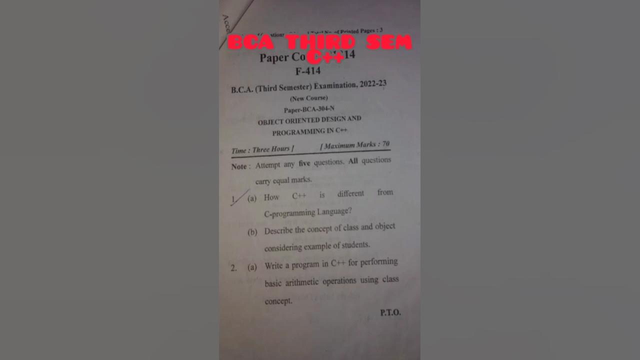 BCA THIRD SEM object oriented programming using c++ #shorts - YouTube