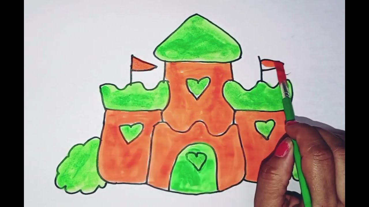 How to draw cute and easy Princess Castle | Easy drawing, Painting and ...