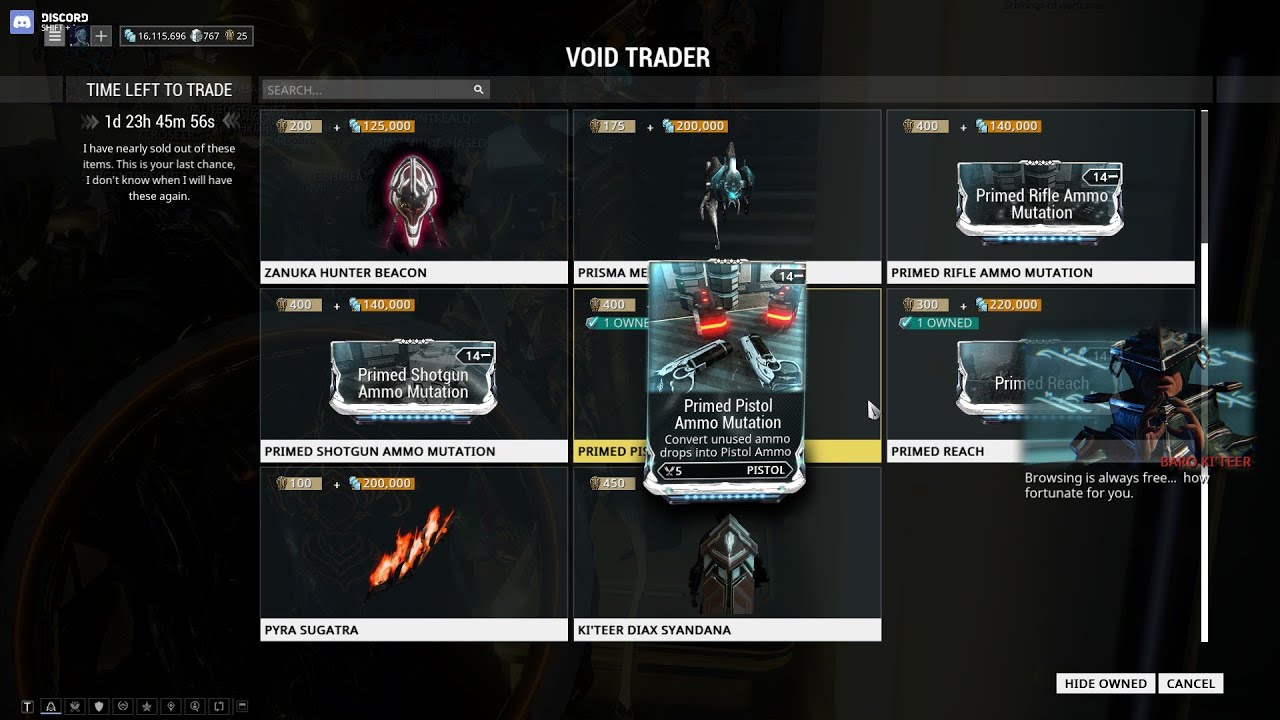 Warframe Void Trader 7/1/2016 - YouTube