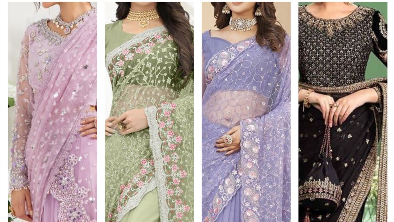 Net saree , intricate designs embellishments they can feature handwoven ...