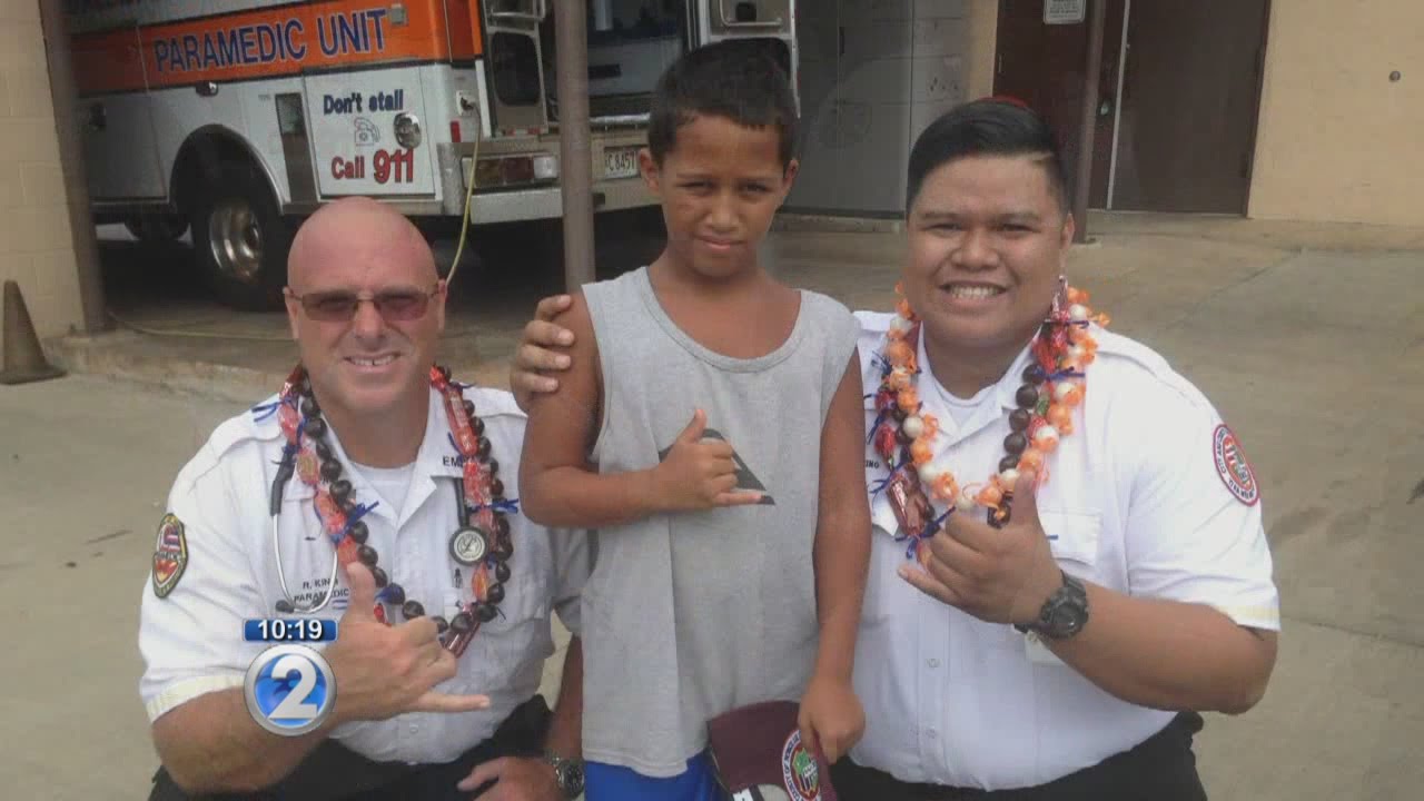 Young Makaha shark attack victim thanks paramedics who helped save his ...