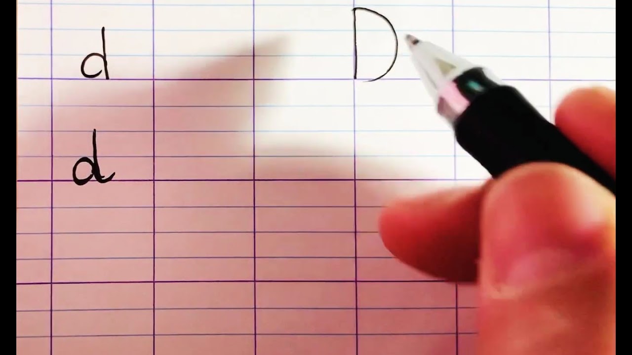 D majuscule cursive - YouTube
