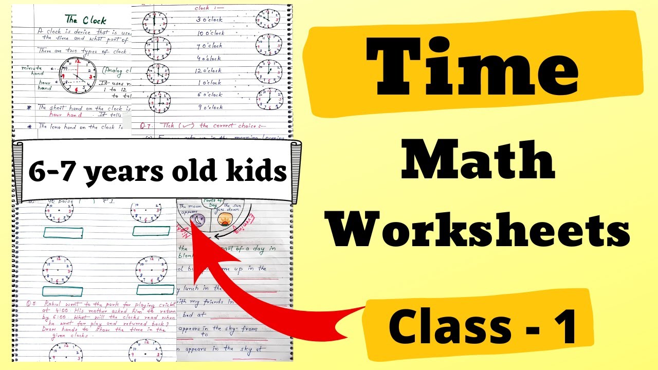 Time Math Worksheet for Class 1| Maths Worksheet For Class 1 Ch- Time ...