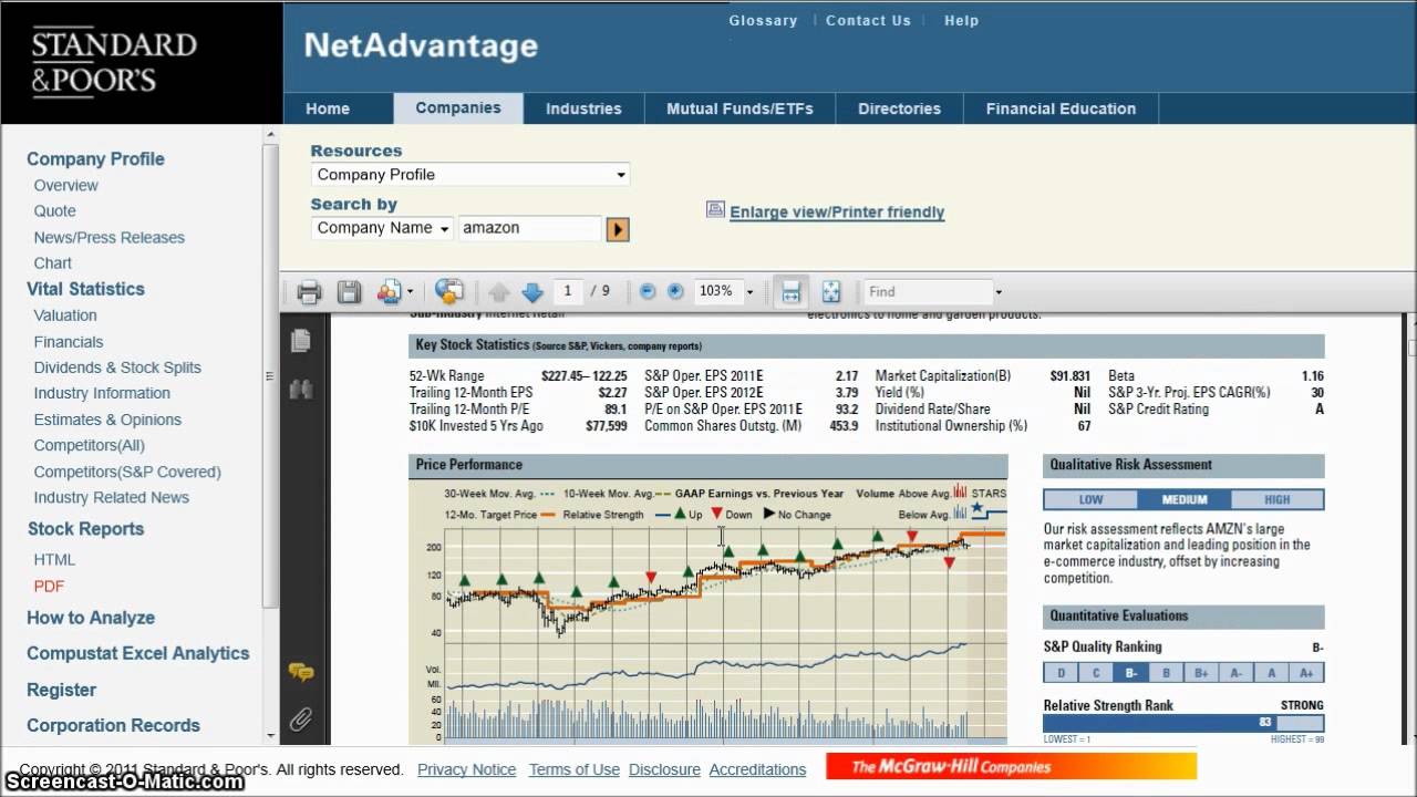 How to find S&P stock reports in NetAdvantage - YouTube
