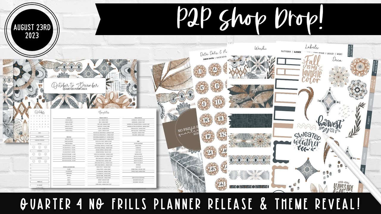 P2P Shop Drop 🥳 | Quarter Four 2023 No Frills (aka Jane) Planner ...