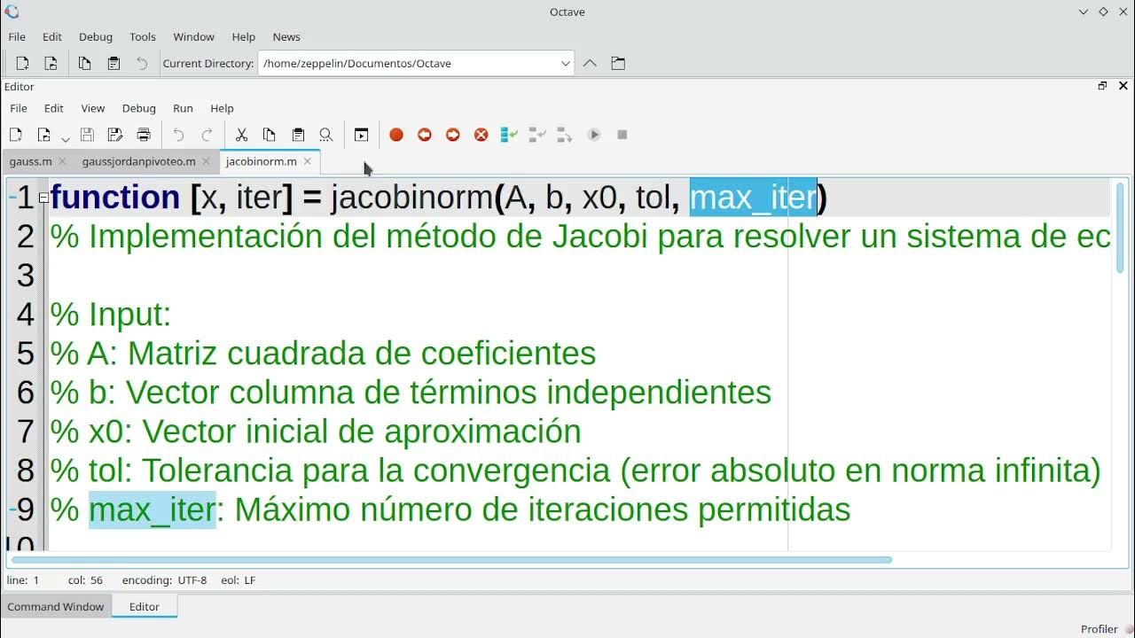 GNU OCTAVE para Gauss, Gauss Jordan, Jacobi y Gauss-Seidel. - YouTube