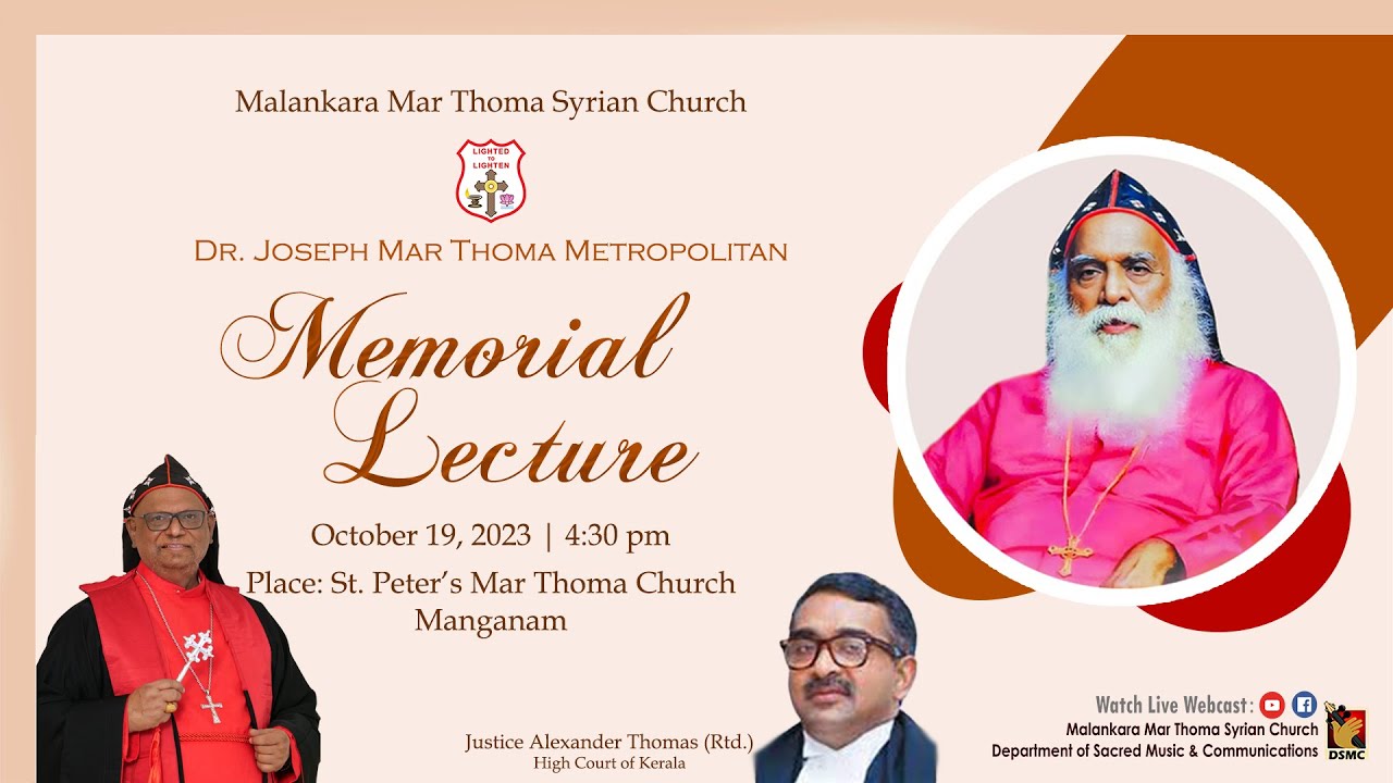 3RD DR. JOSEPH MAR THOMA MEMORIAL LECTURE | MALANKARA MAR THOMA SYRIAN ...