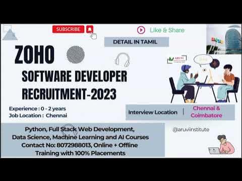 Zoho Software Developer Recruitment 2023 in Tamil | Work Location: Chennai | Zoho |Aruvi ...