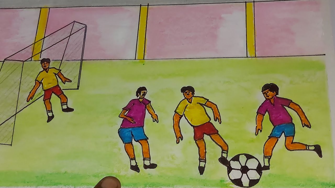 How To Draw ll💟 Football Scenery ll Step By Step🌹 ll For Beginners ...