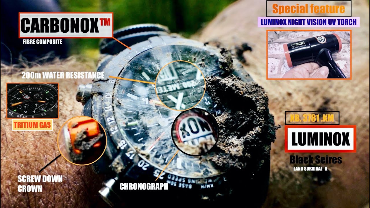 LUMINOX LAND Survival XB.3781.KM Chronograph + LUMINOX UV Torch - Real ...