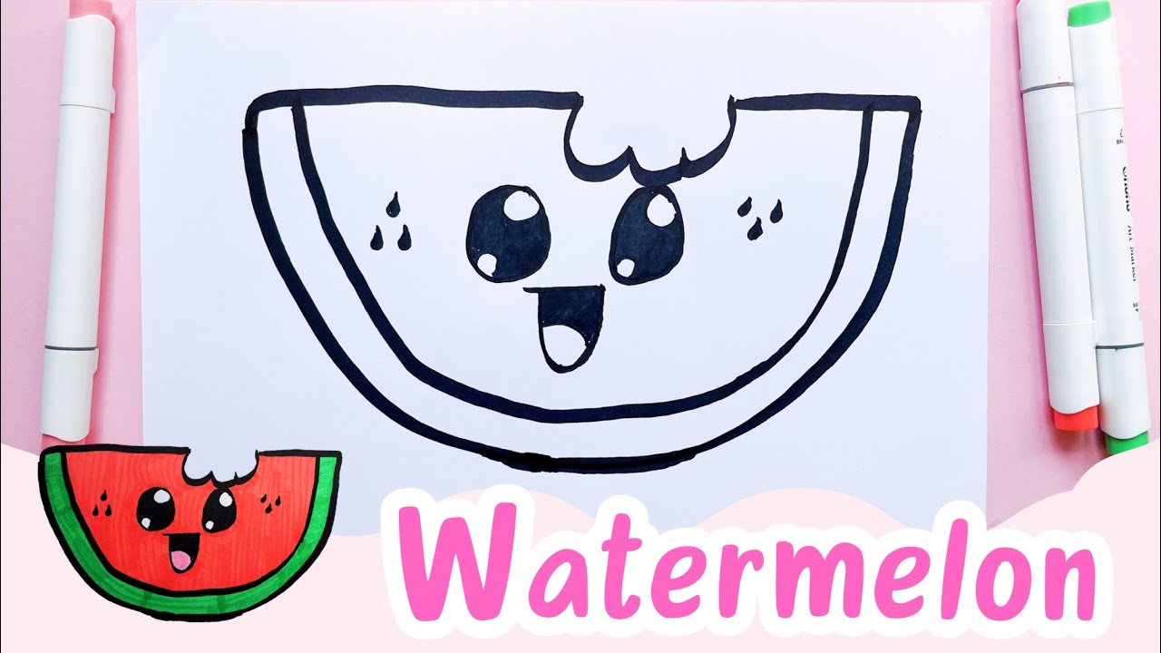 How To Draw A Watermelon Step-by-Step Easy Tutorial Video for Kids and ...