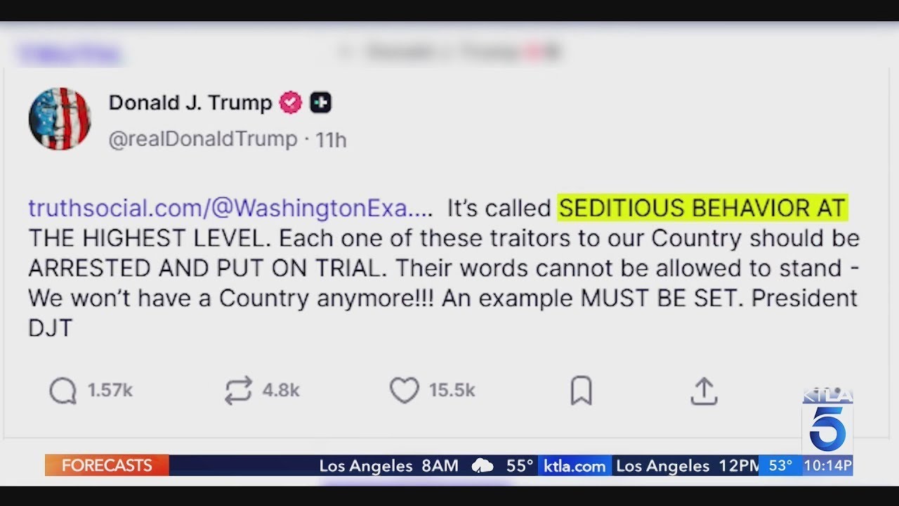 "SEDITIOUS BEHAVIOR, punishable by DEATH" Trump Calls Out Democrats ...