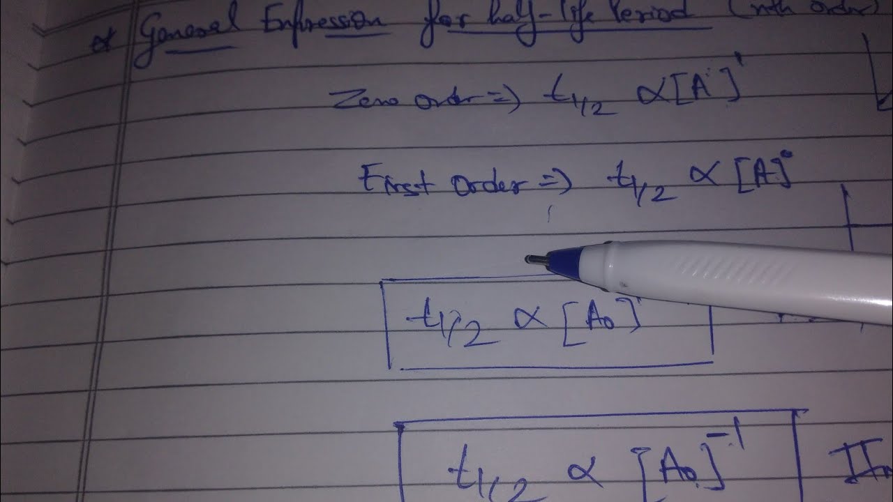 t half for nth order reaction || half life for nth order reaction ...