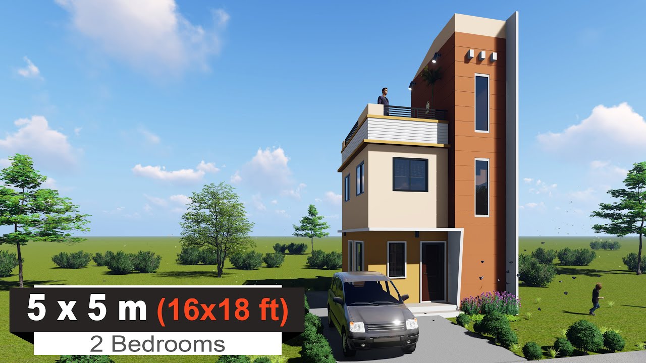 3 Storey House Design 5x5 meters - YouTube