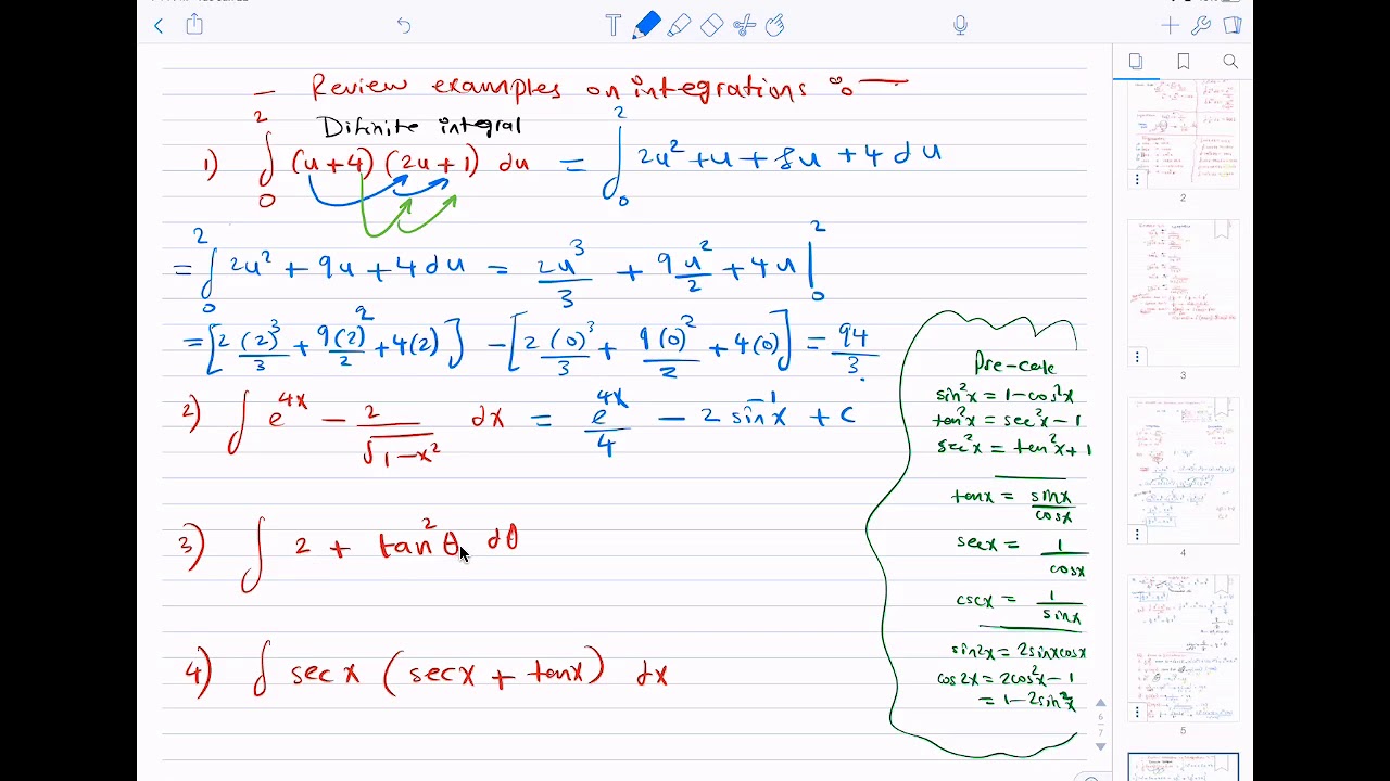 (05)كالكلس ٢ - Calculus 2- Review examples on integration rules - YouTube