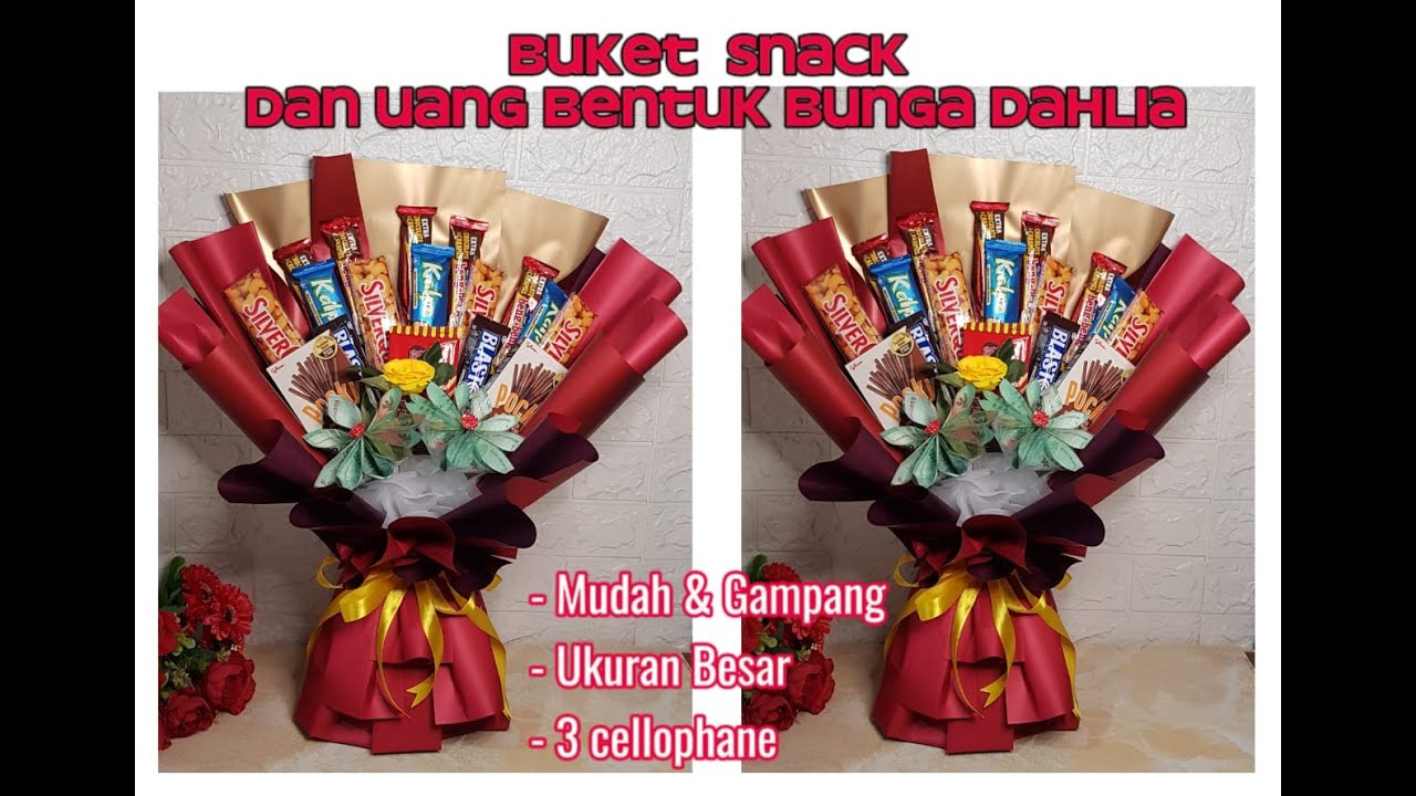 cara membuat buket snack dan uang bentuk bunga dahlia yang mudah dan ...