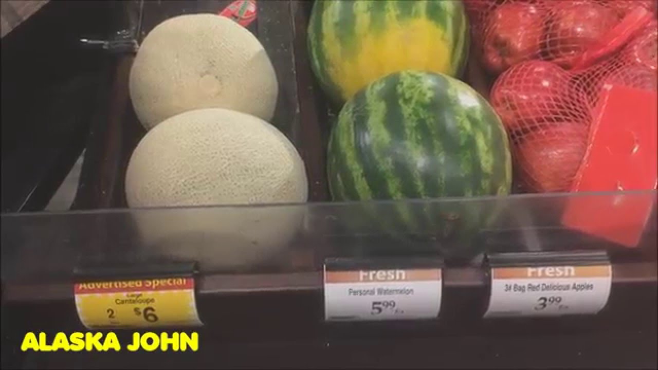 ALASKA WATERMELON & CANTALOUPE PRICES - Anchorage Fred Meyer Grocery Store - YouTube