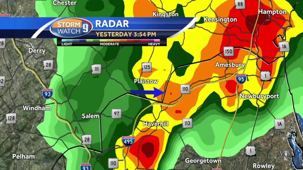 Radar shows intense microburst that hit Plaistow area - YouTube