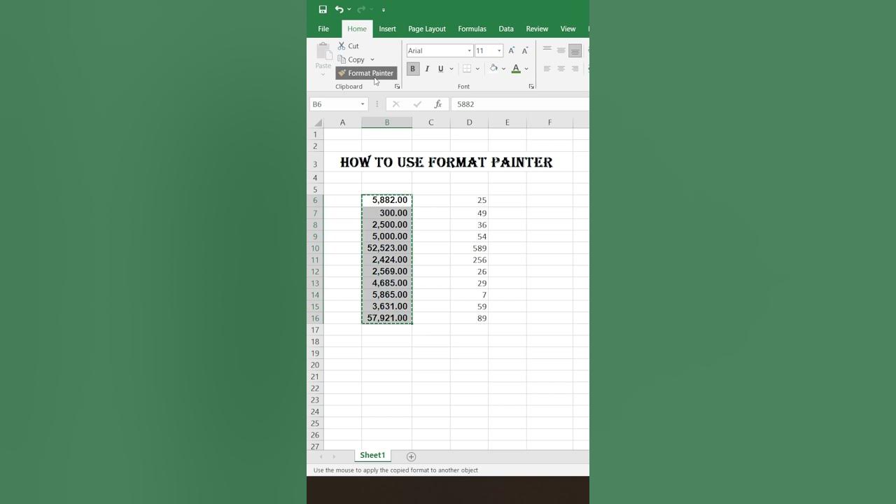 How to use Format Painter in Microsoft Excel #exceltips #exceltricks #excelshortcuts - YouTube