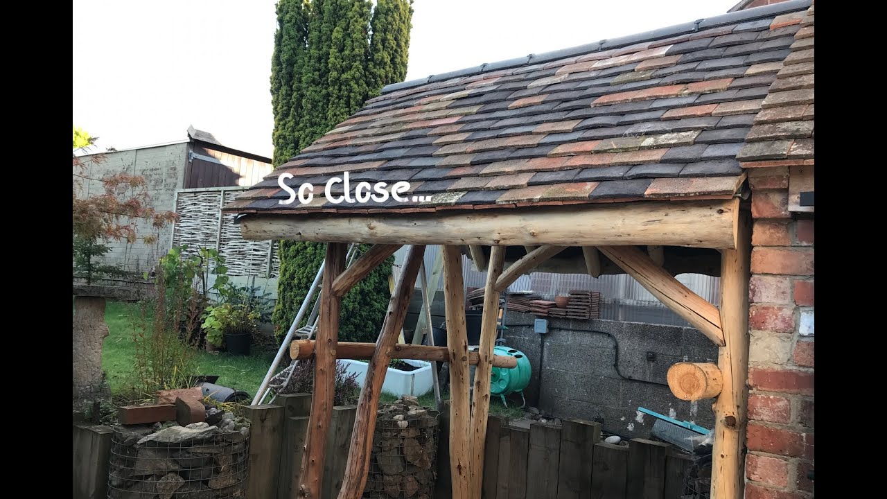 Outdoor Kitchen in Roundwood Timber Framing. Part 4 Rafters and Roof ...