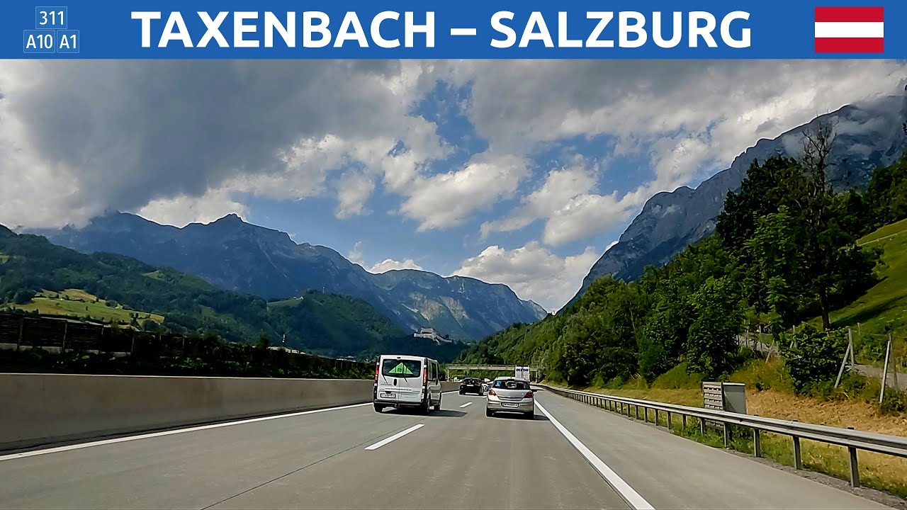 Driving in Austria. A road from Taxenbach to Salzburg in Salzburgerland ...
