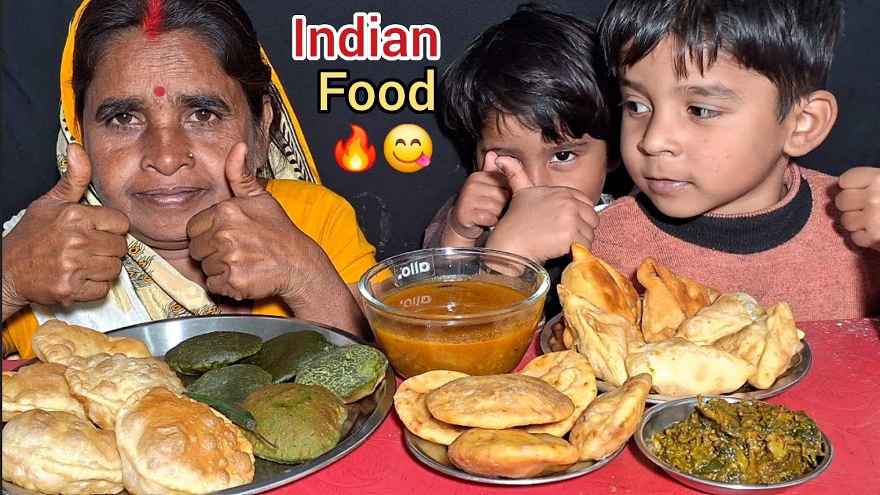 puri samosa and sabji eating 😋 #totalfoodeating #indianfood #puri # ...