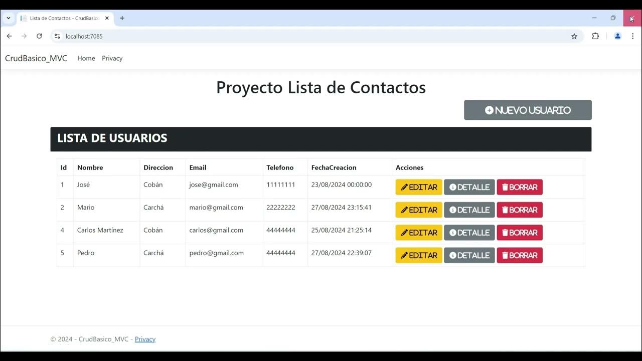 Proyecto Aspnet Core Mvc C InformaciÓn Contactos Parte 7 Youtube