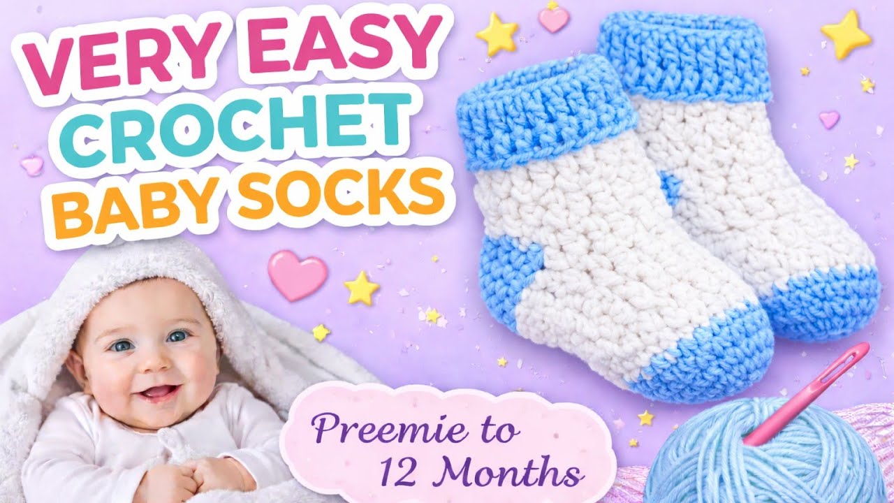 Very Easy Crochet Baby Socks|(part - 1)new born to 12 months| Beginner ...