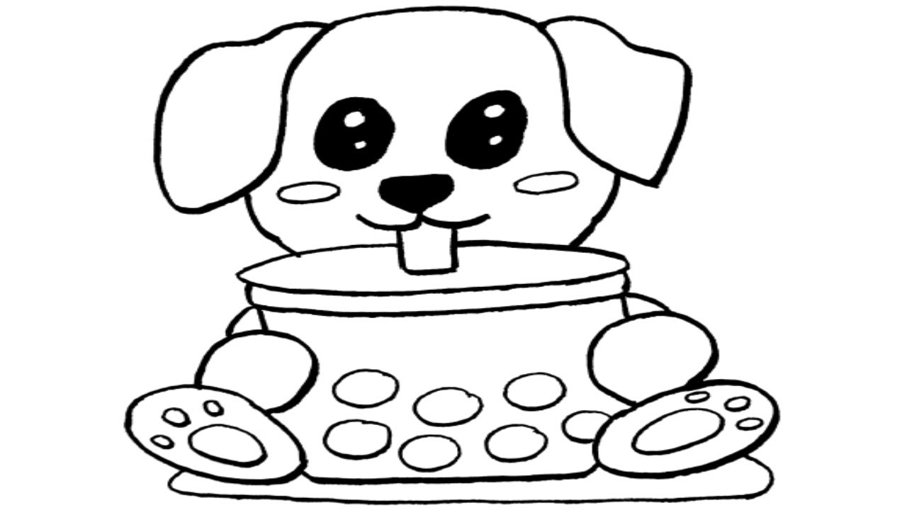 How to Draw a Cute Puppy Eating Food: Step-by-Step Tutorial for ...