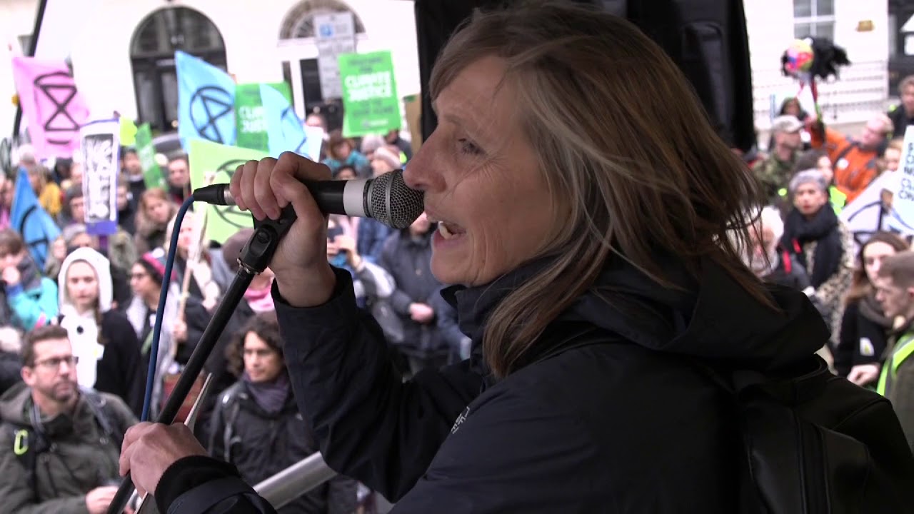 Suzanne Jeffery speaking at "Together for Climate Justice" protest ...