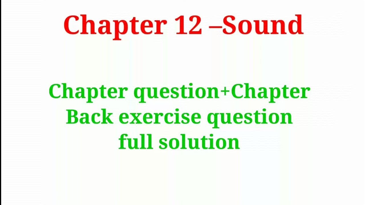 Science Chapter 12 Sound class 9th question Answers - YouTube