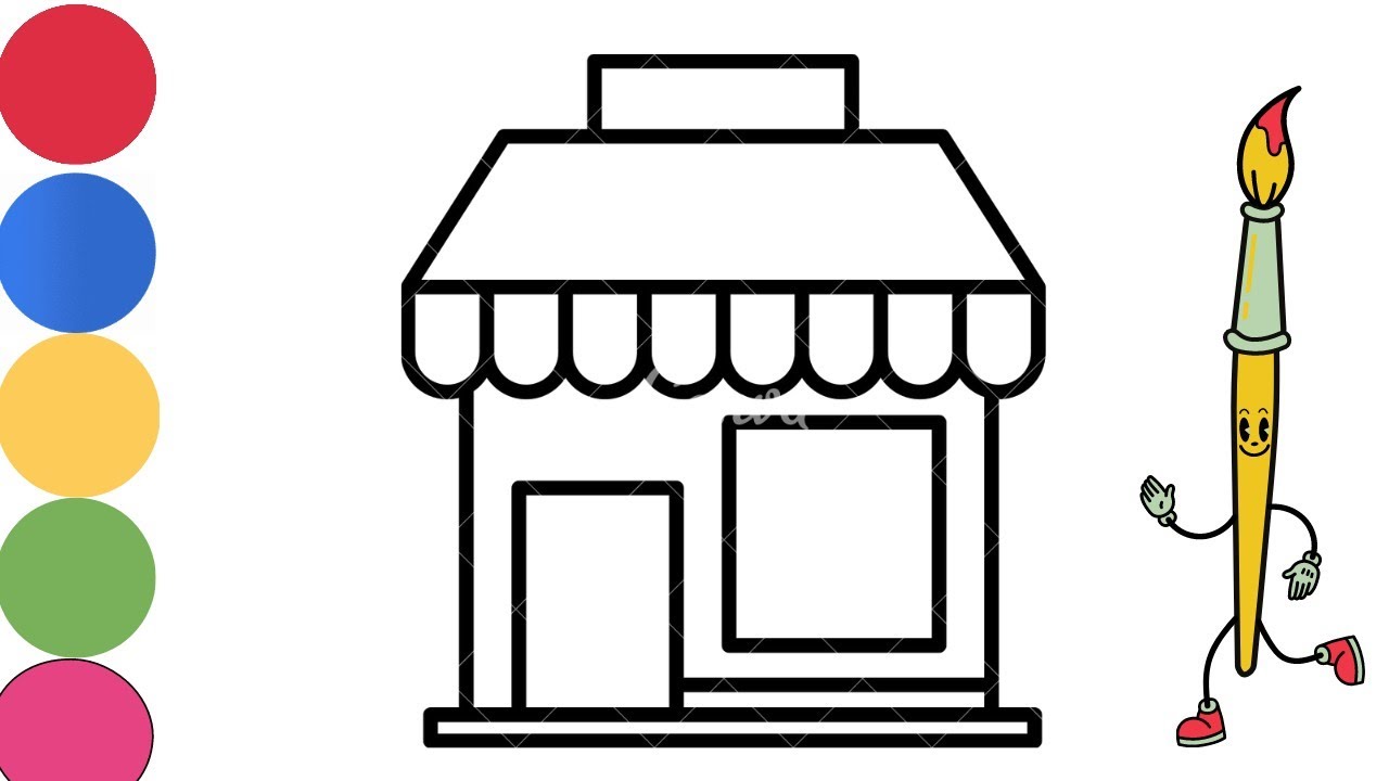 How to draw ice cream shop| How to color shop | easy drawing tutorial ...