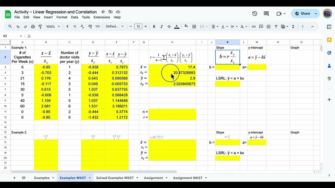 Activity – Linear Regression and Correlation – Walkthrough - YouTube