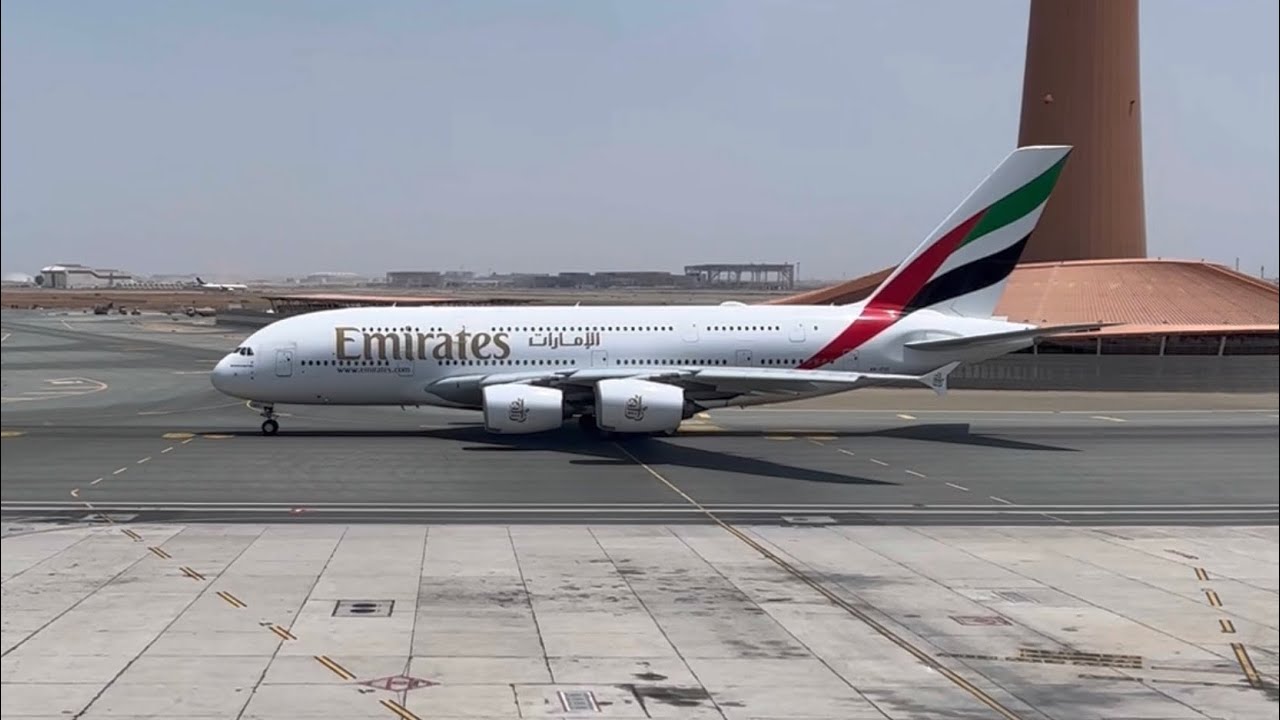 Emirates A380 takes off at King Abdulaziz International Airport in ...