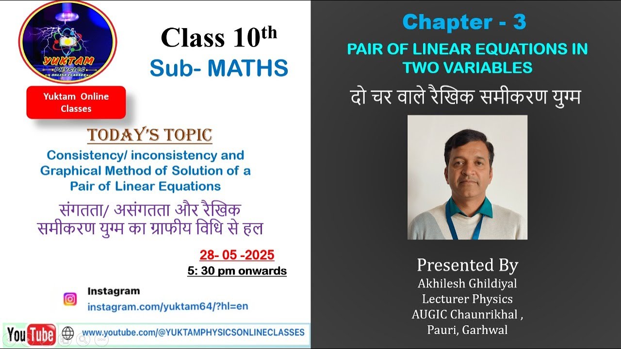 Class 10 Maths | Chapter 3: Pair of Linear Equations | Consistency ...