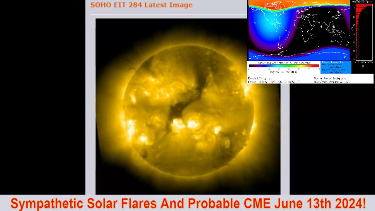 Sympathetic Solar Flares And Probable CME June 13th 2024! - YouTube