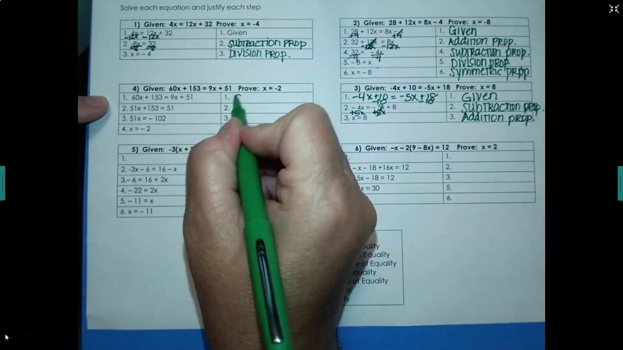 Justifying Algebraic Equations - YouTube