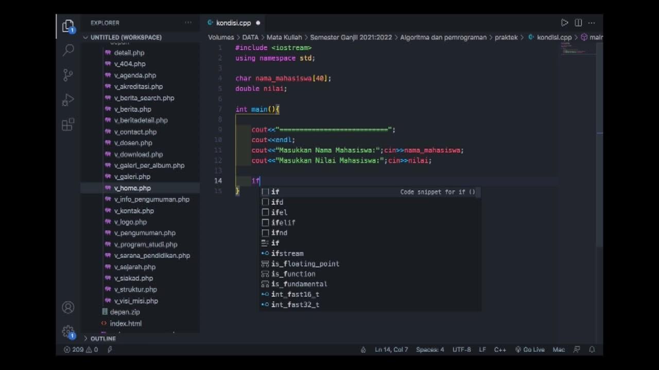 c++ program menentukan nilai mahasiswa lulus atau tidak lulus - YouTube