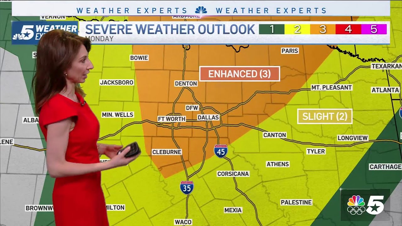 NBC 5 Forecast: Enhanced risk for severe storms Monday night - YouTube