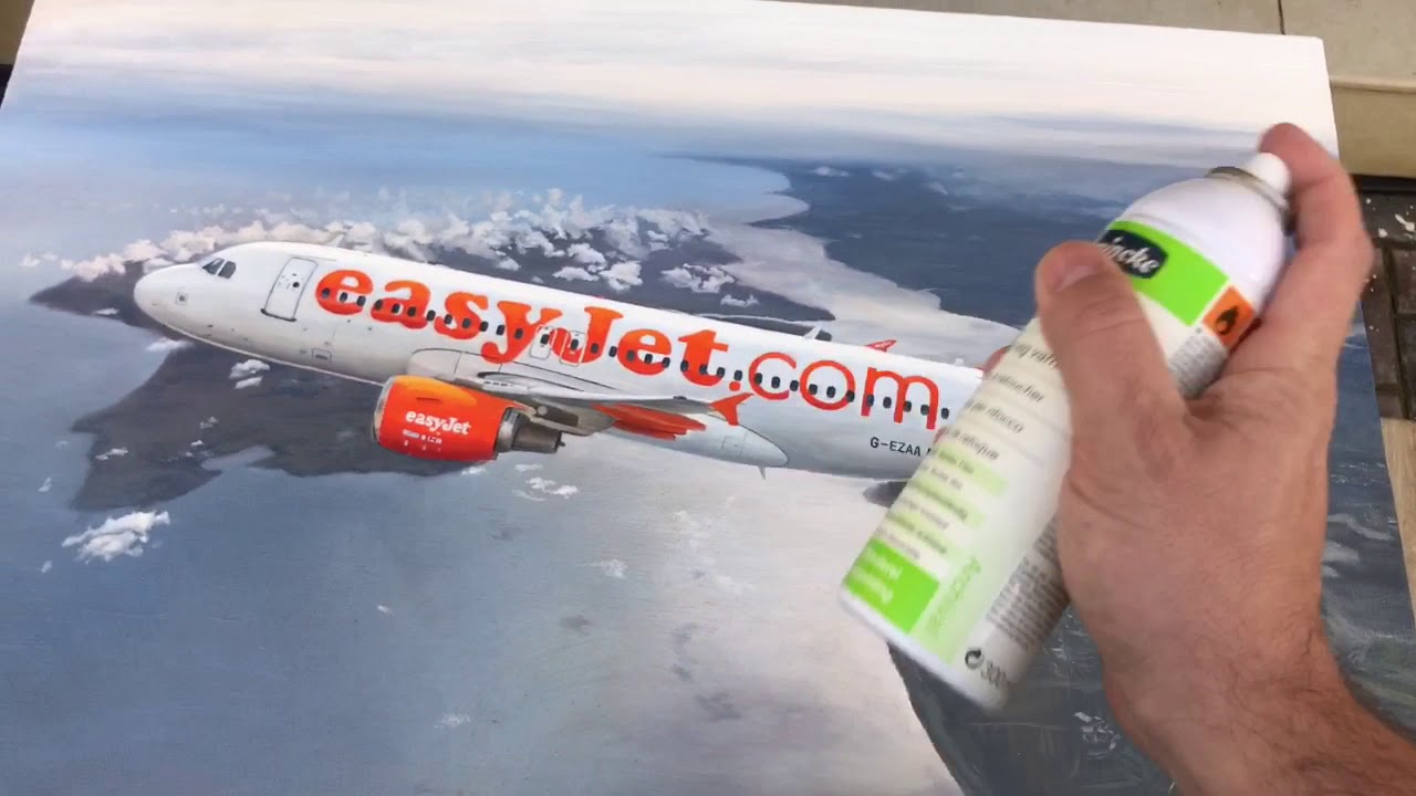 Adding a coat of protective varnish to my newly finished painting of ...