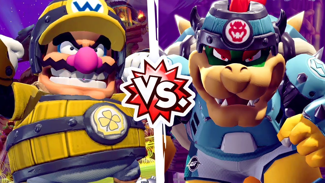 Mario Strikers Battle League - Barrel Wario Vs. Barrel Bowser - YouTube