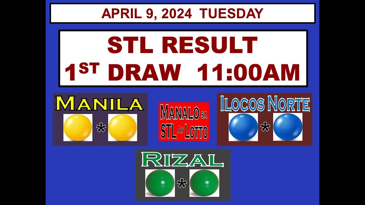 STL 1ST Draw 11AM Result STL Manila STL Ilocos Norte STL Rizal April 9 ...