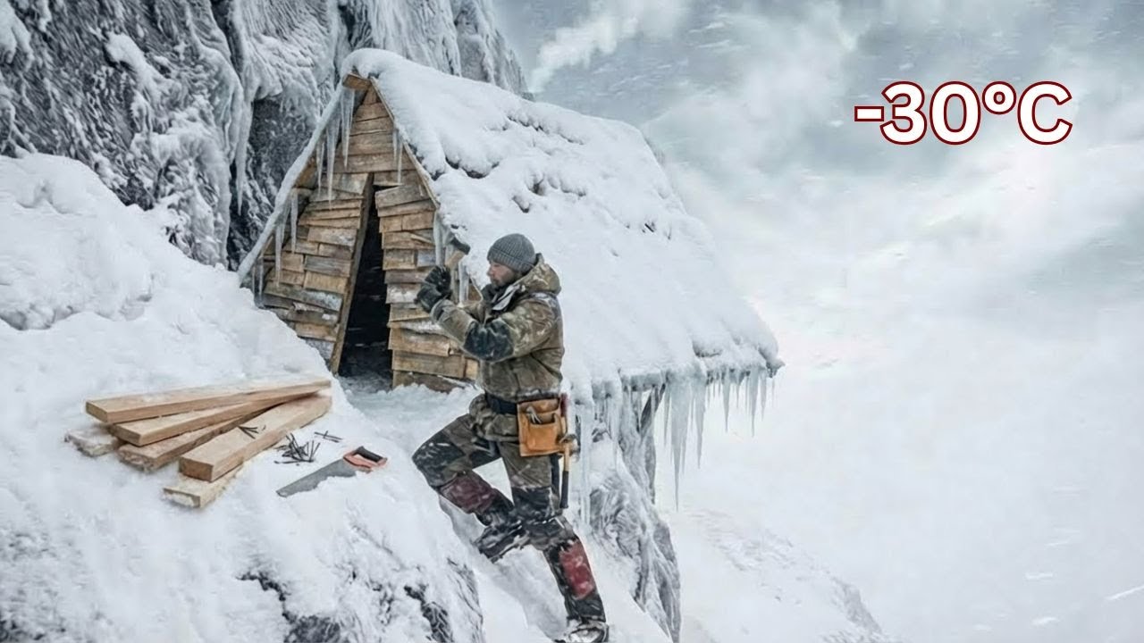Building a Warm and Cozy Cabin for Survival, 90 Days of Survival in in ...