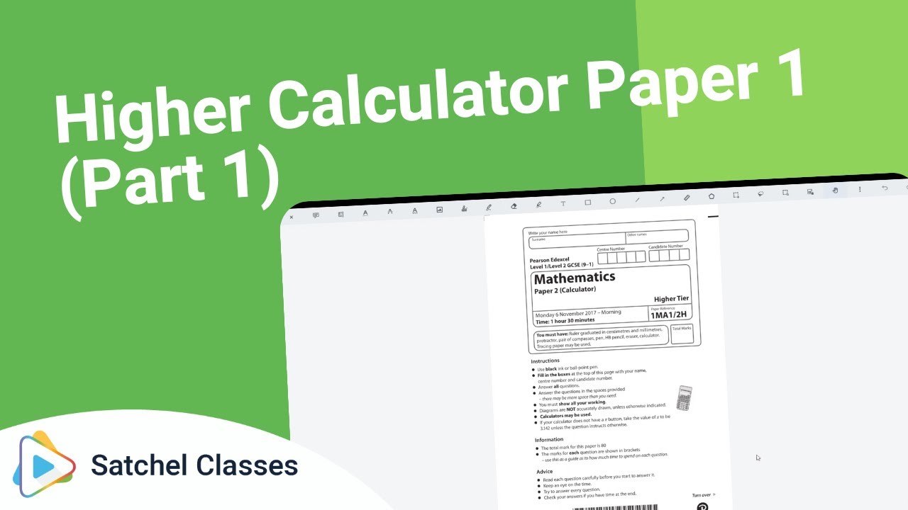 Higher Calculator Paper 1 Part 1 | Maths | Satchel Classes - YouTube