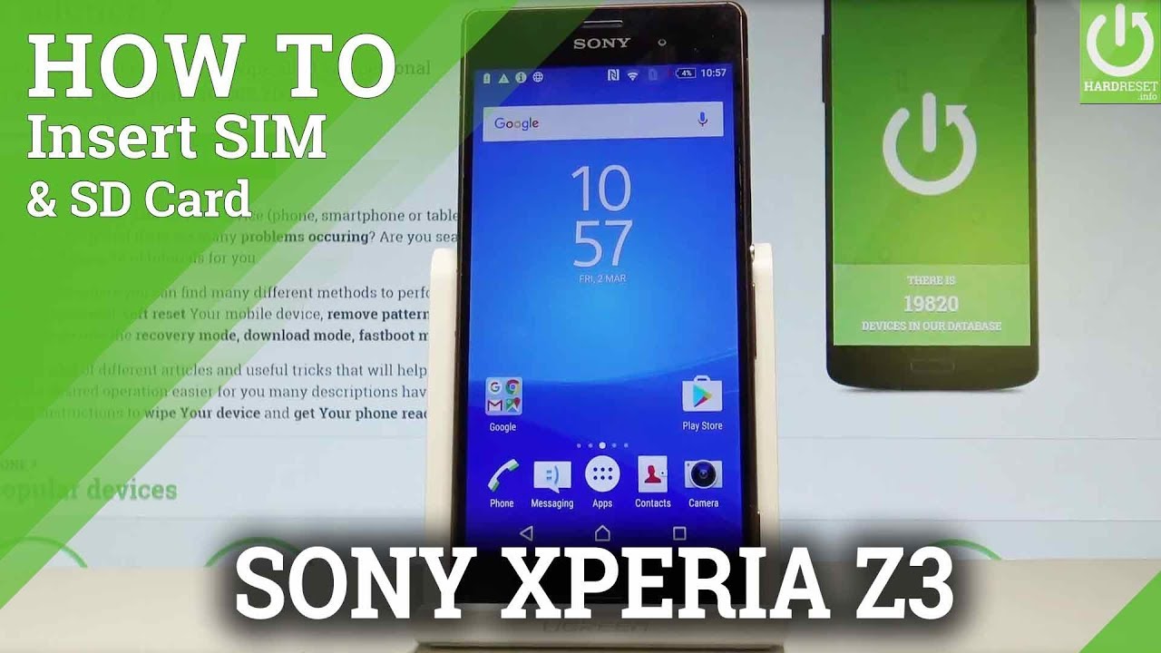 How to Insert SIM and SD Card in SONY Xperia Z3 |HardReset.info - YouTube