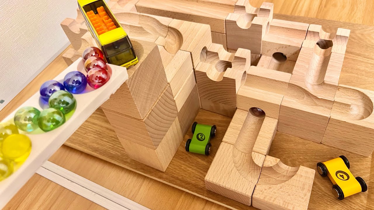 【marble run asmr】マーブルラン ☆ wooden blocks ☆ cuboro ☆ wave slope ⭐︎ - YouTube