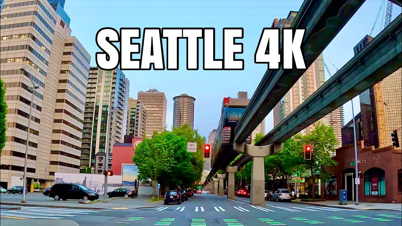 Civil Twilight Downtown Seattle 4K Drive || Seattle, Washington, USA ...